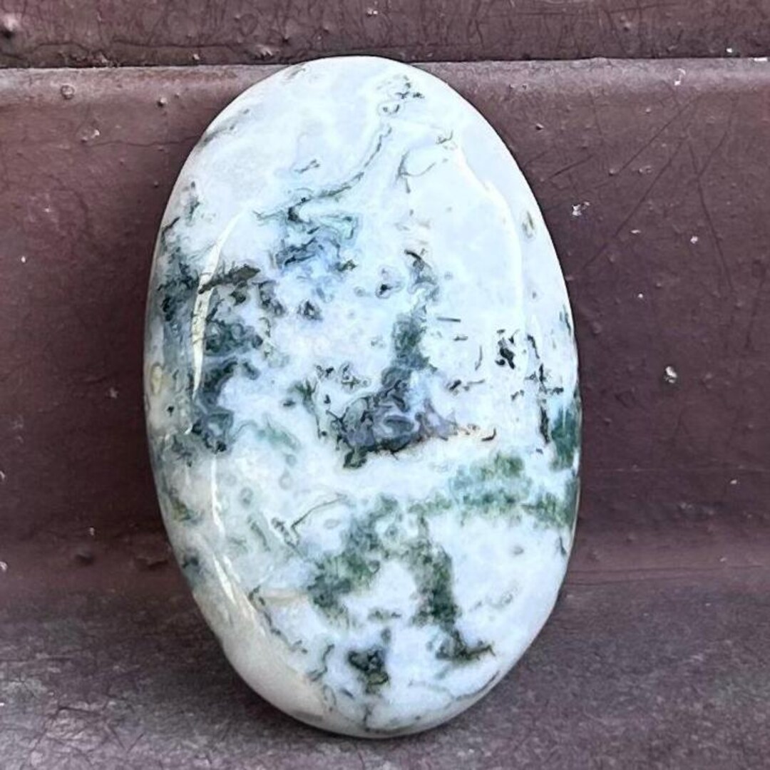 Natural Tree Moss Agate Gemstone, 31x 20 Cabochon Oval Mm for Pendant ...