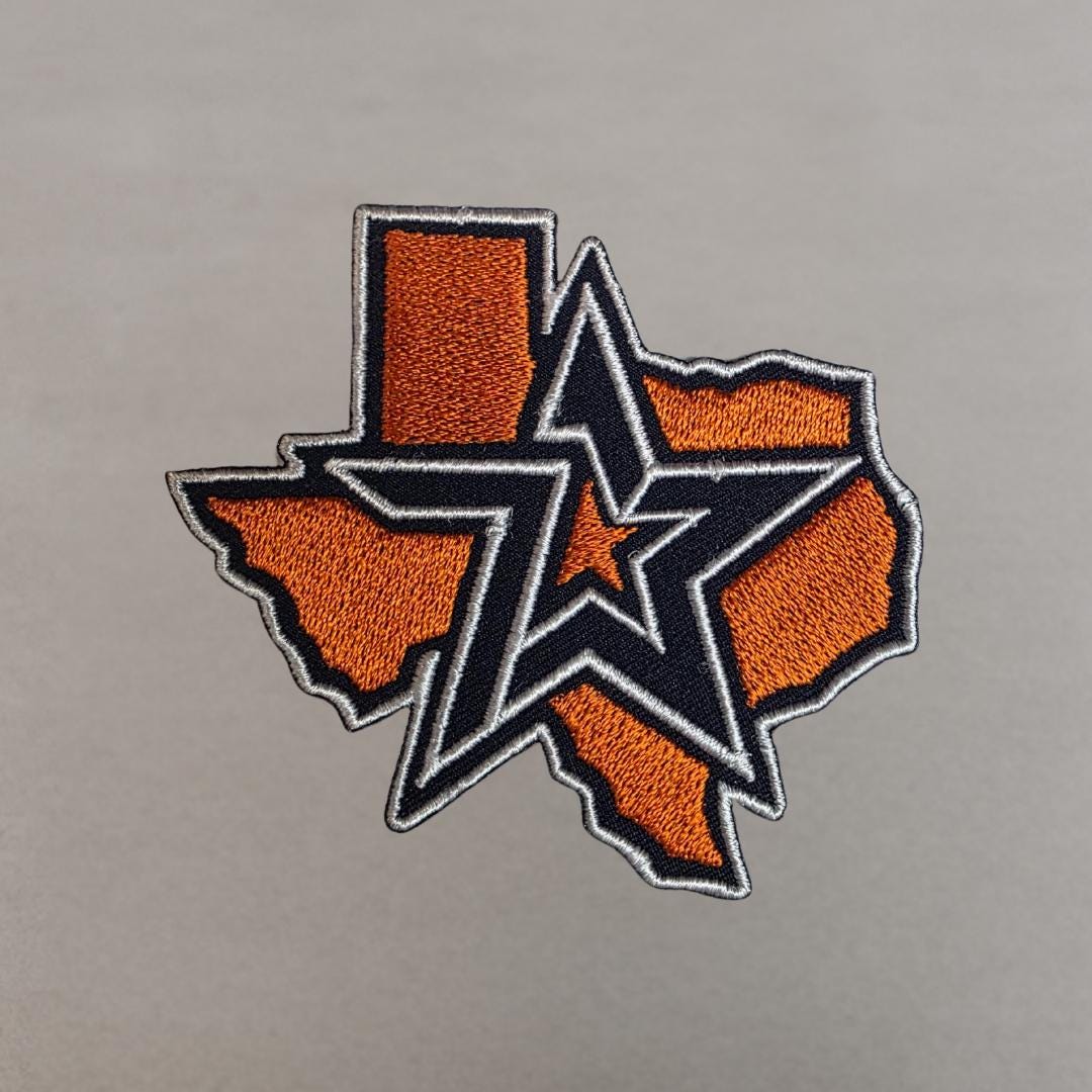 Texas Star Patch| Orange & Black Embroidered Pocket Iron-on Patch ...