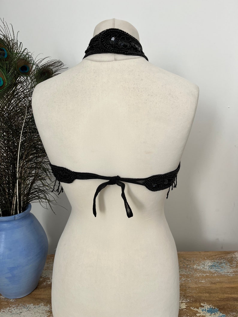 Black Bead and Sequinned Halter Neck Top - Etsy