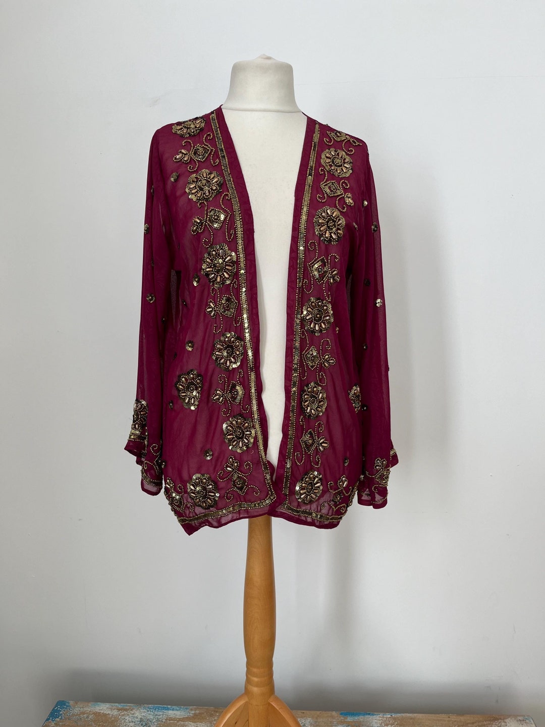 Embellished Jacket Made From a Vintage Sari - Etsy