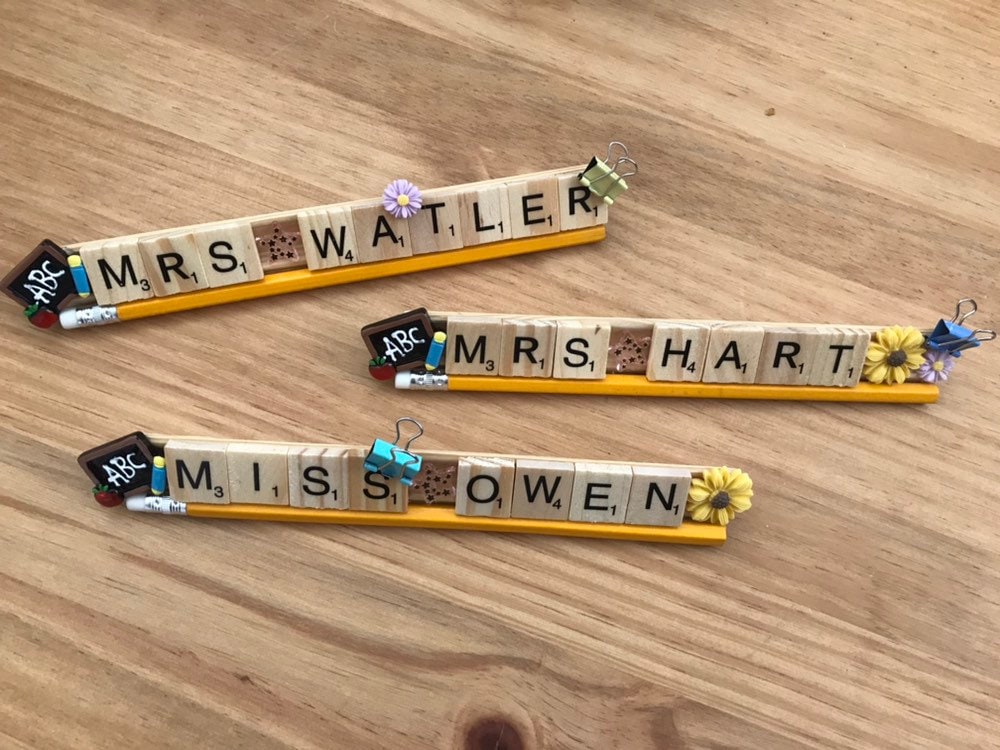 Scrabble Desk Name Plate End of Term Teacher Gift Doctor Office ...