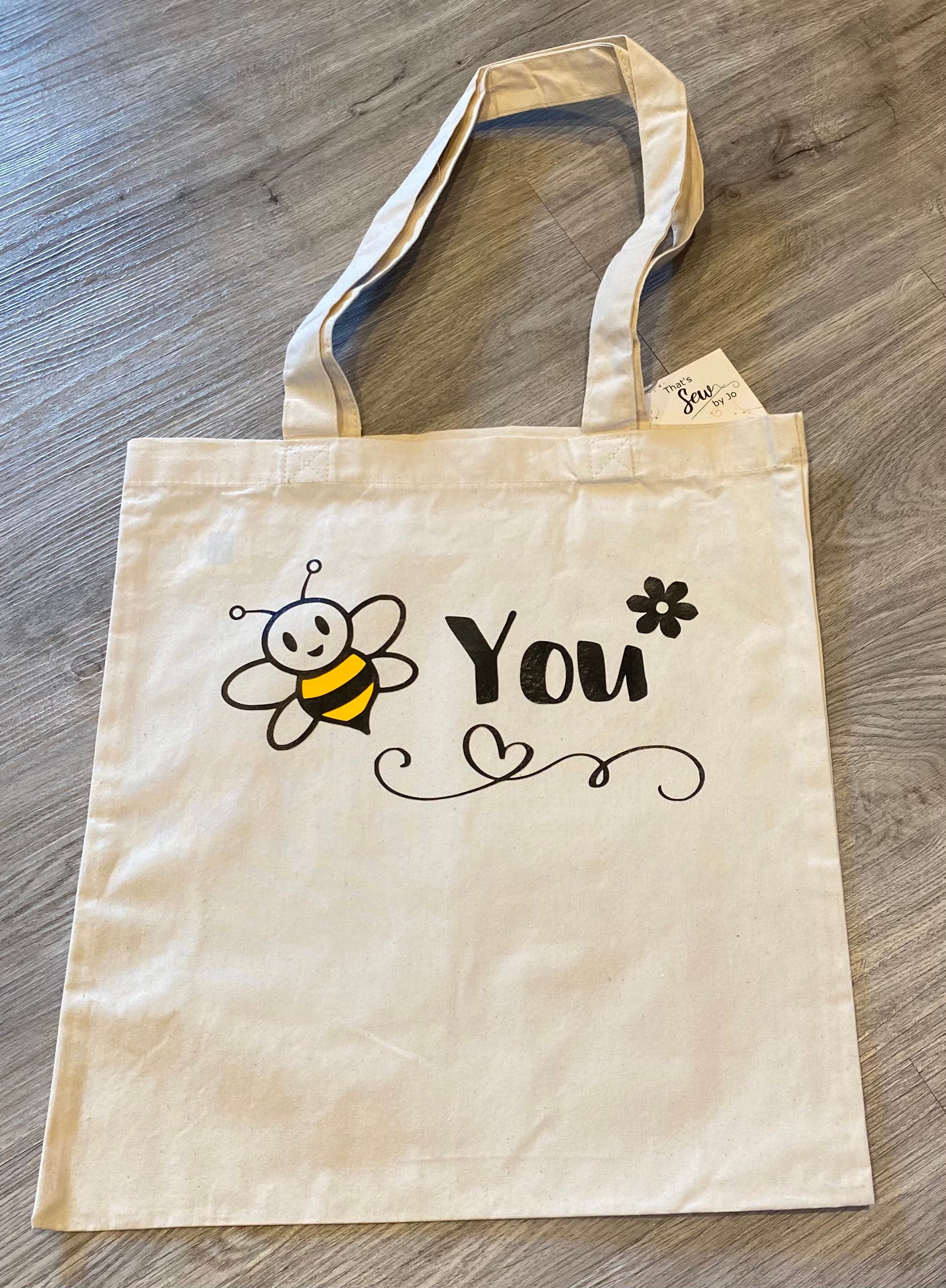 Cute Bee Slogan Tote Bag Bee Happy Let It Bee Be Kind Bee You Shopping ...