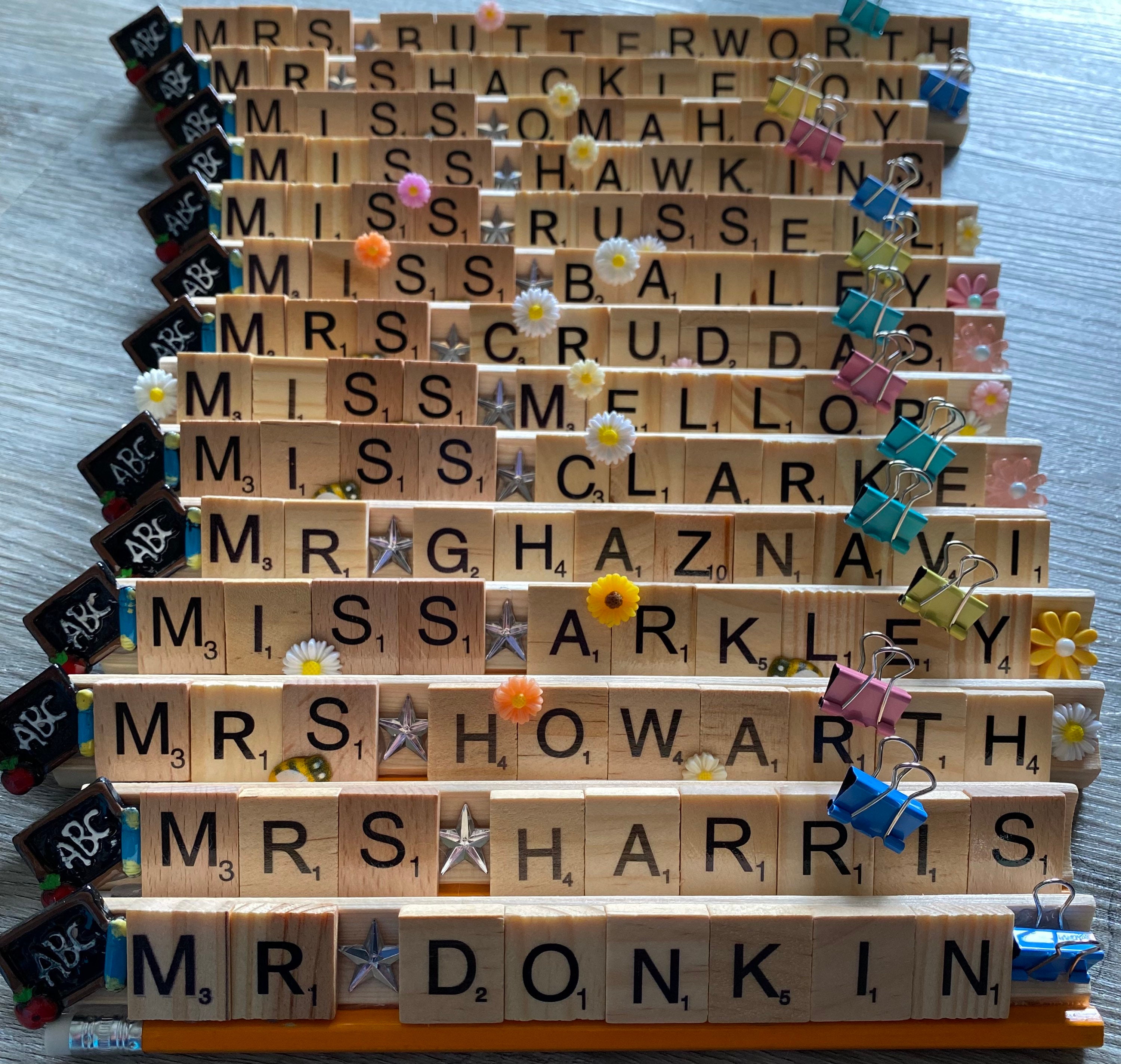 Scrabble Desk Name Plate End of Term Teacher Gift Doctor Office ...