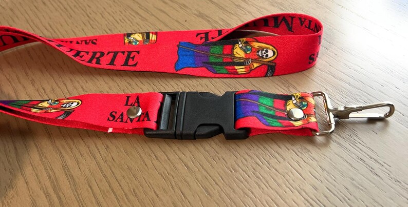 Red Santa Muerte Keychain Lanyard Unisex - Etsy