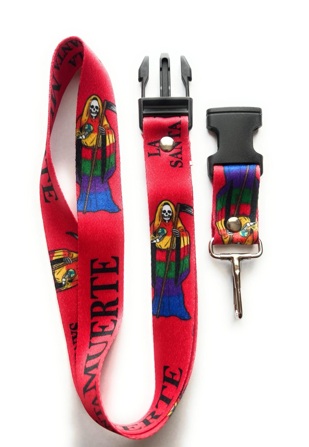 Red Santa Muerte Keychain Lanyard Unisex - Etsy