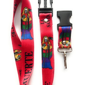 Red Santa Muerte Keychain Lanyard Unisex - Etsy