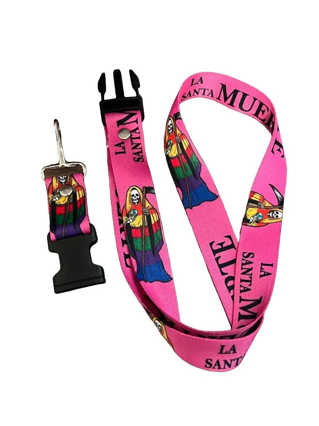 Pink Santa Muerte Keychain Lanyard Unisex - Etsy