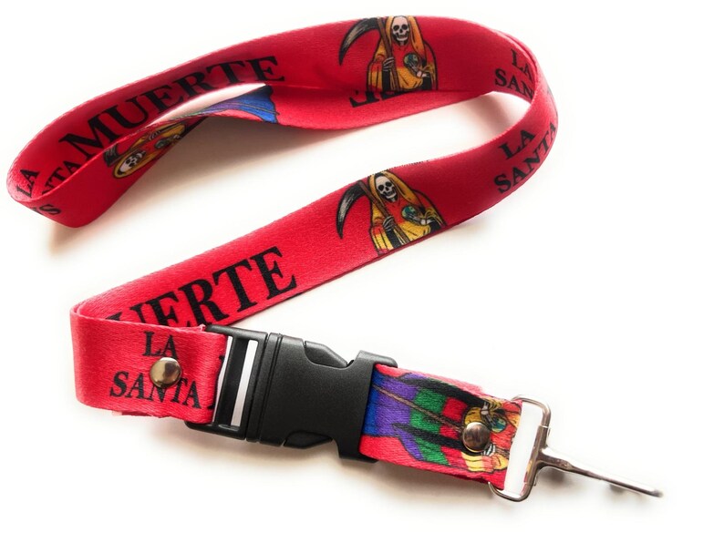 Red Santa Muerte Keychain Lanyard Unisex - Etsy