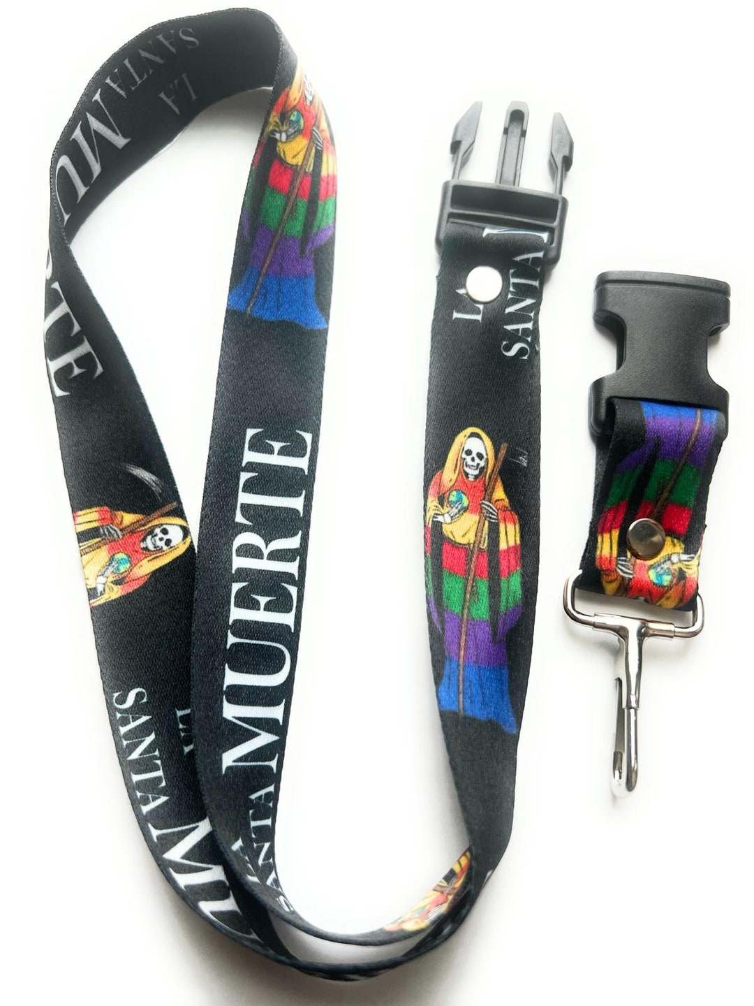Red Santa Muerte Keychain Lanyard Unisex - Etsy