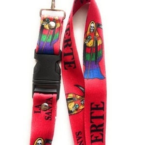 Red Santa Muerte Keychain Lanyard Unisex - Etsy