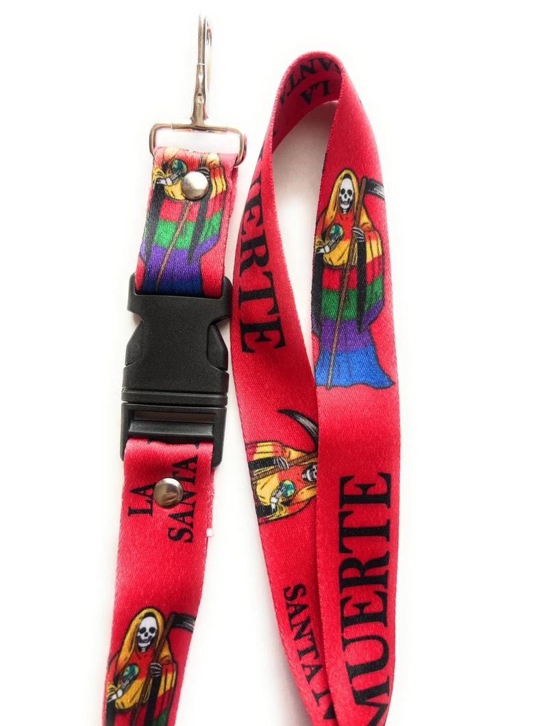 Red Santa Muerte Keychain Lanyard Unisex - Etsy
