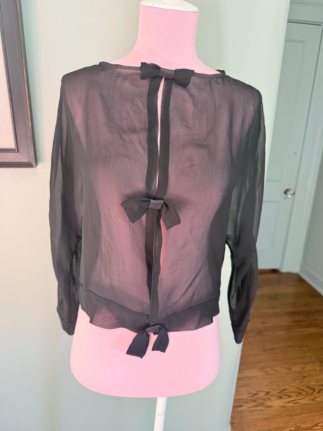 Vintage Silk Blouse, Sheer Silk Shirt, Sheer Silk Blouse, Evening ...