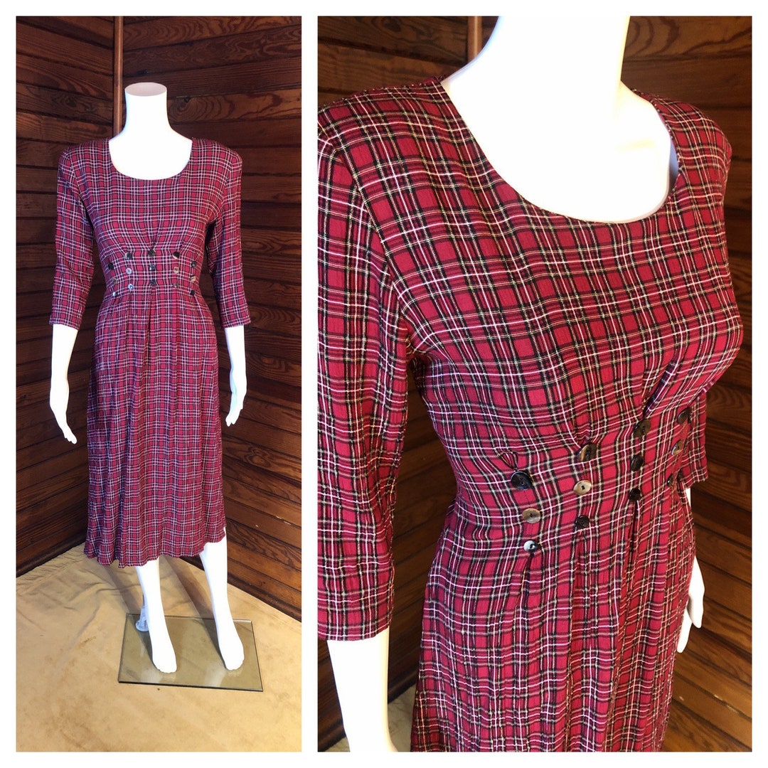 90s Grunge Dress, Boho 90s Dress, 90s Plaid Dress, Grunge Dress, Grunge ...