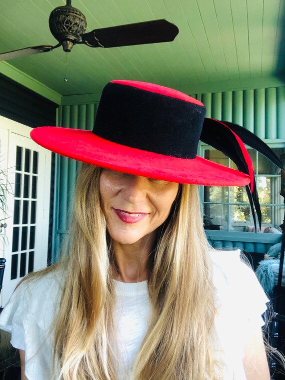 vintage 1940s hat red - Gem