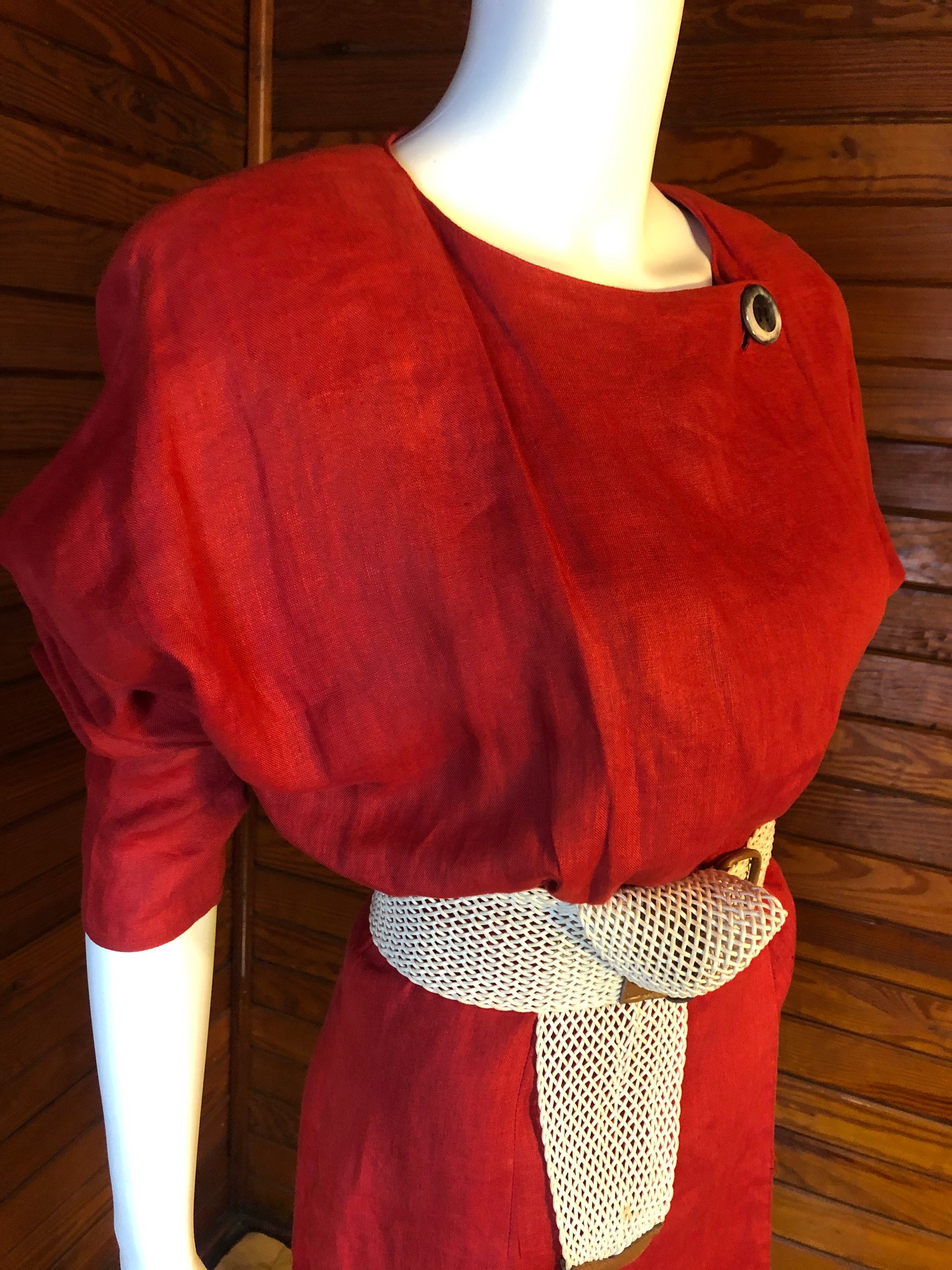 Linen Dress, 80s New Wave Dress, Loose Linen, Ellen Tracy Dress, 80s ...