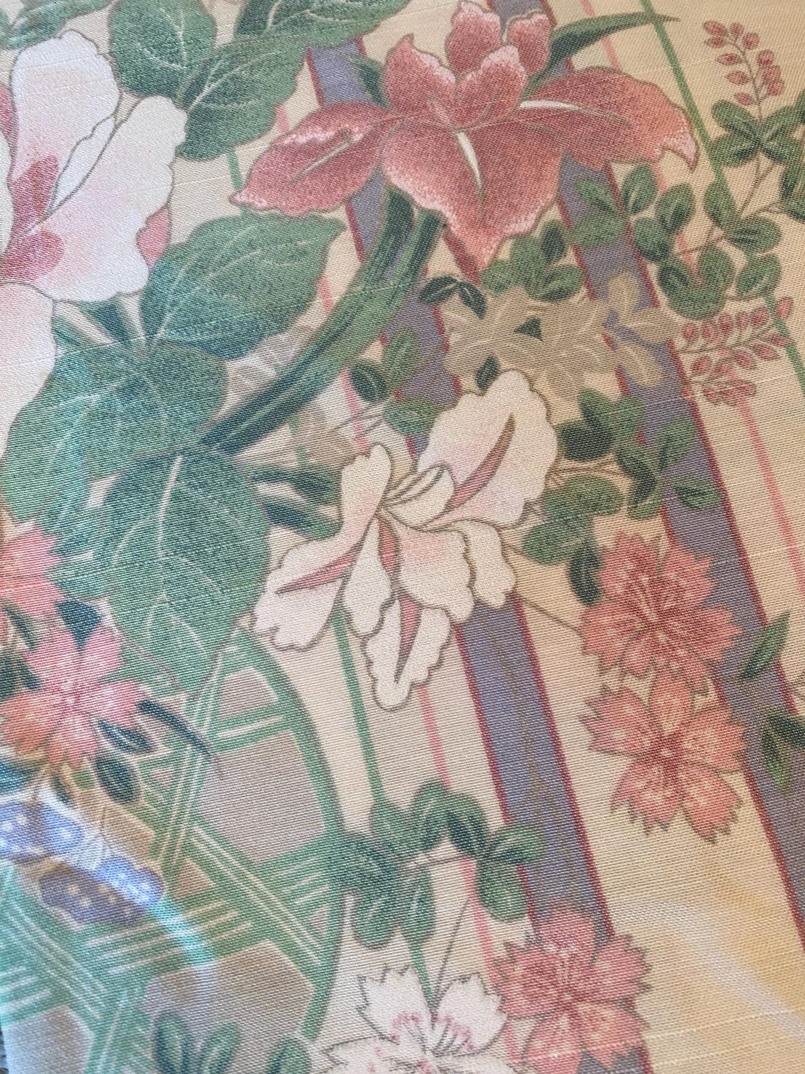 Vintage Fabric, Vintage Upholstery Fabric, Floral Bark Cloth, Vintage ...