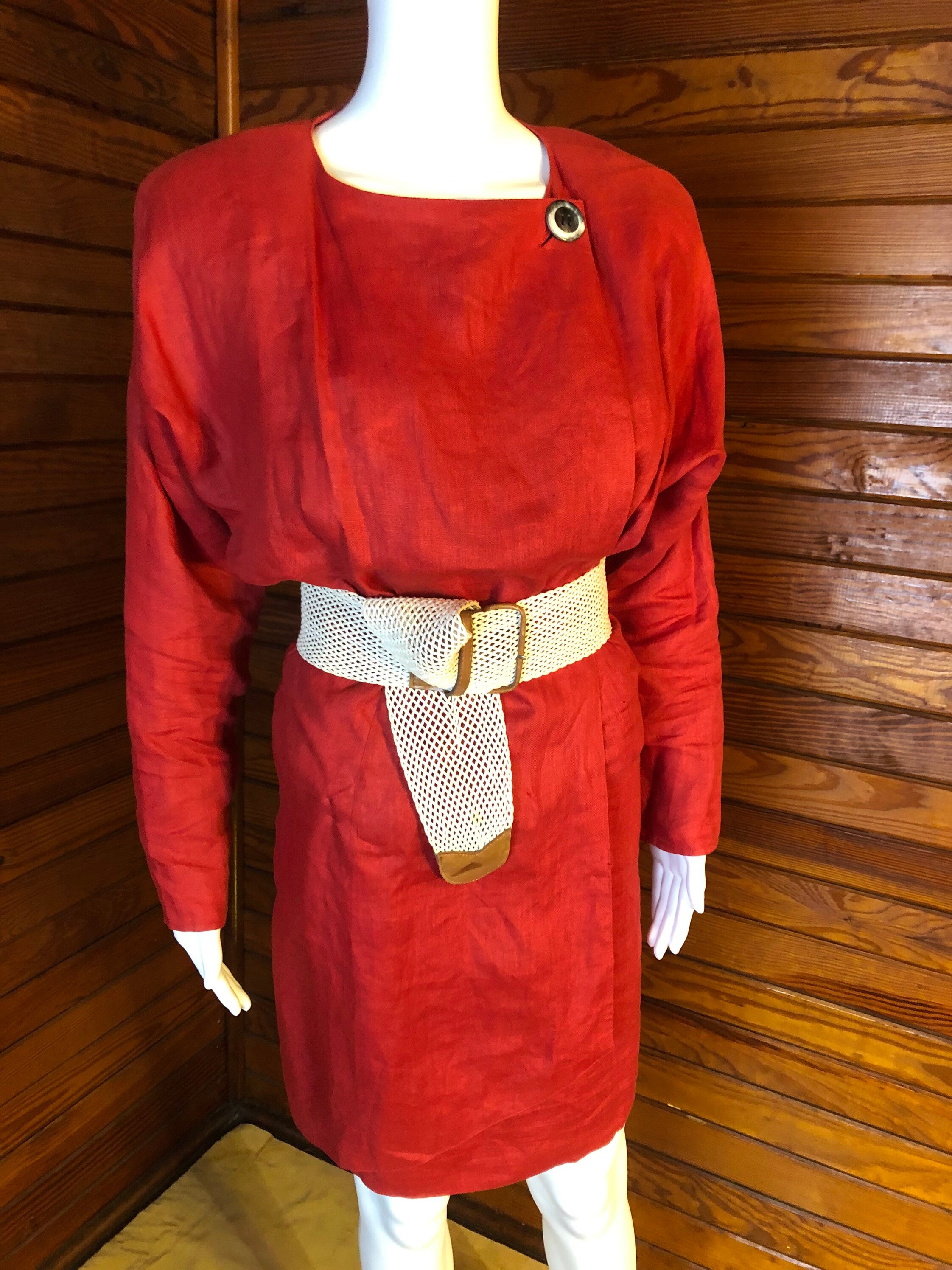 Linen Dress, 80s New Wave Dress, Loose Linen, Ellen Tracy Dress, 80s ...