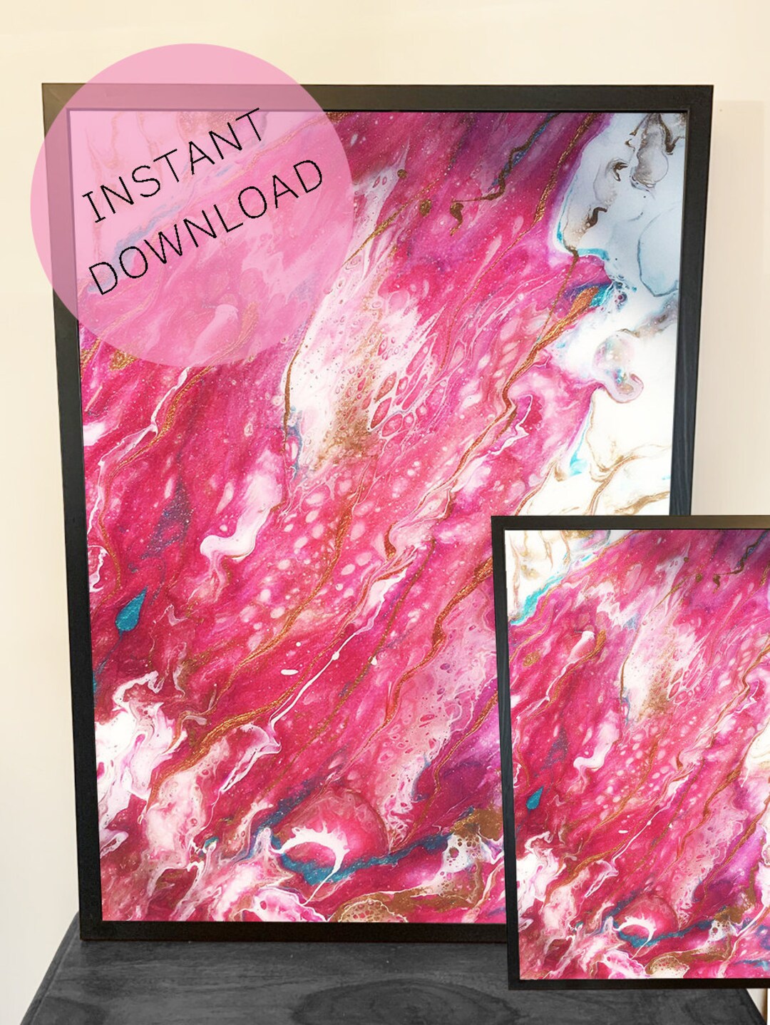 Abstract Pink Waterfall Downloadable Art Print Wall - Etsy