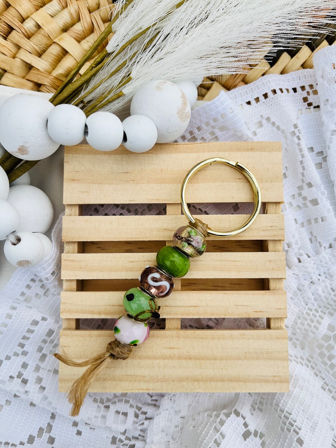 Glass Bead Keychain Mildred - Etsy