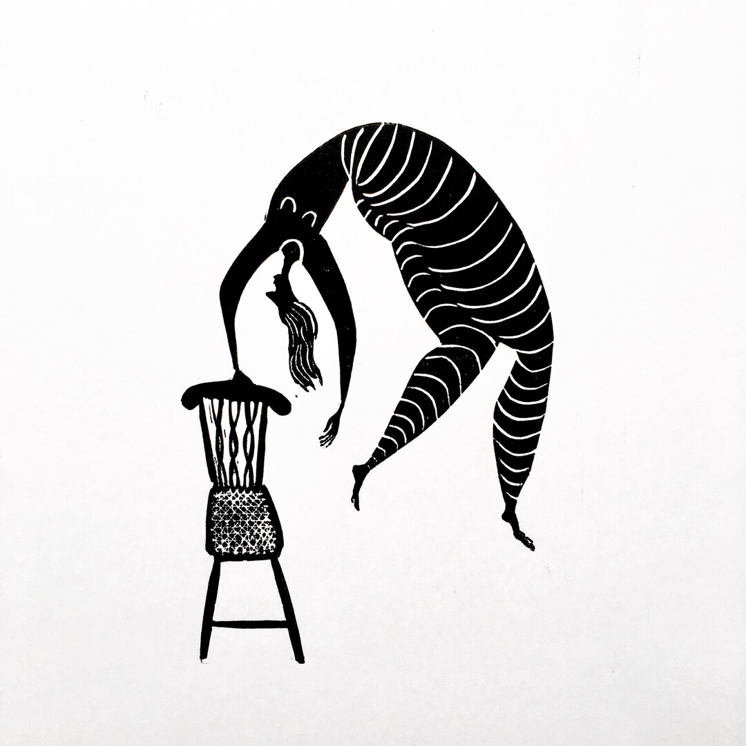 Original Linocut Print, Chair Dance - Etsy