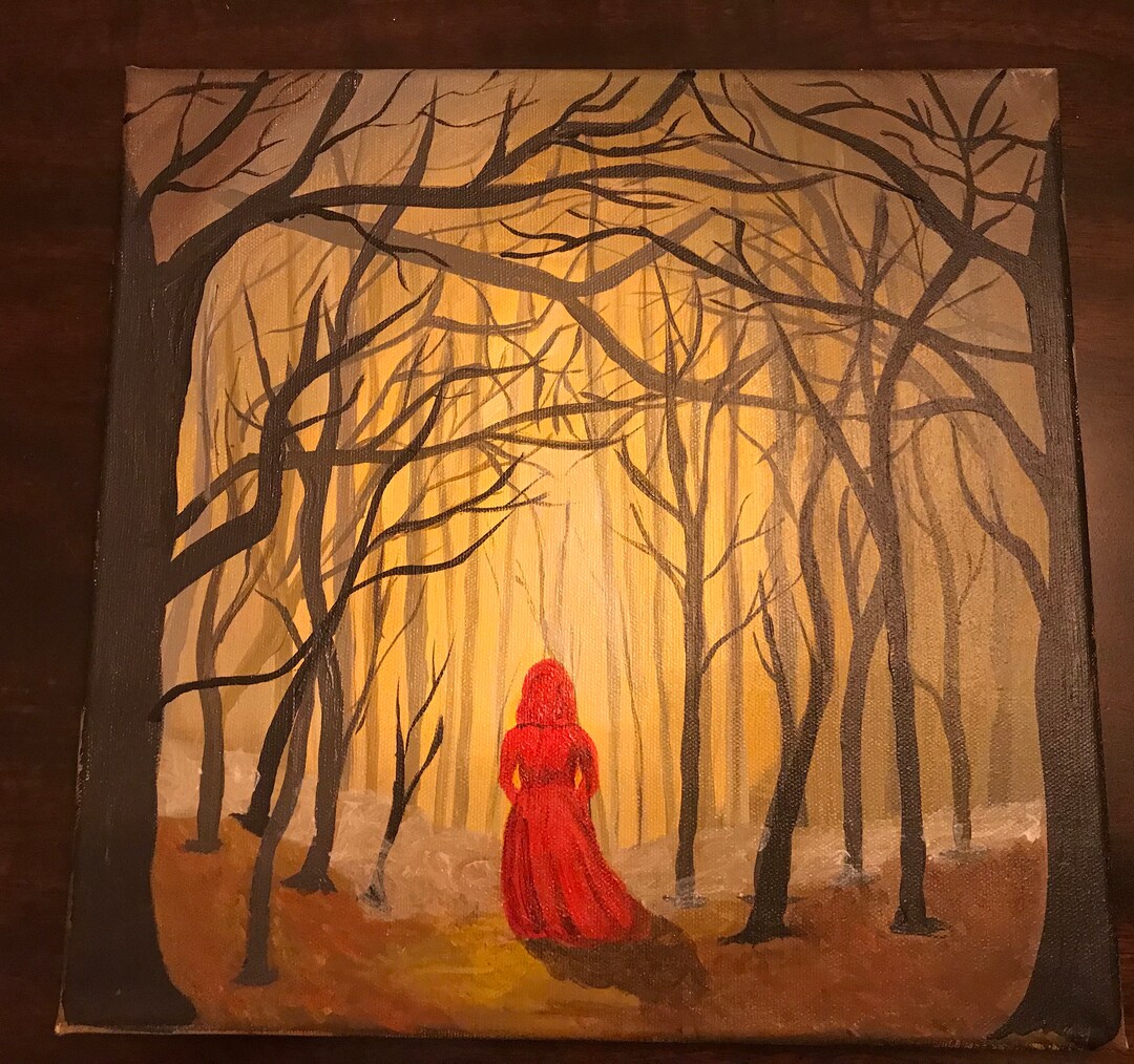 Red's Walk Thru the Woods Acrylic Painting - Etsy