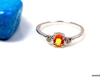 Orange gemstone ring | Etsy