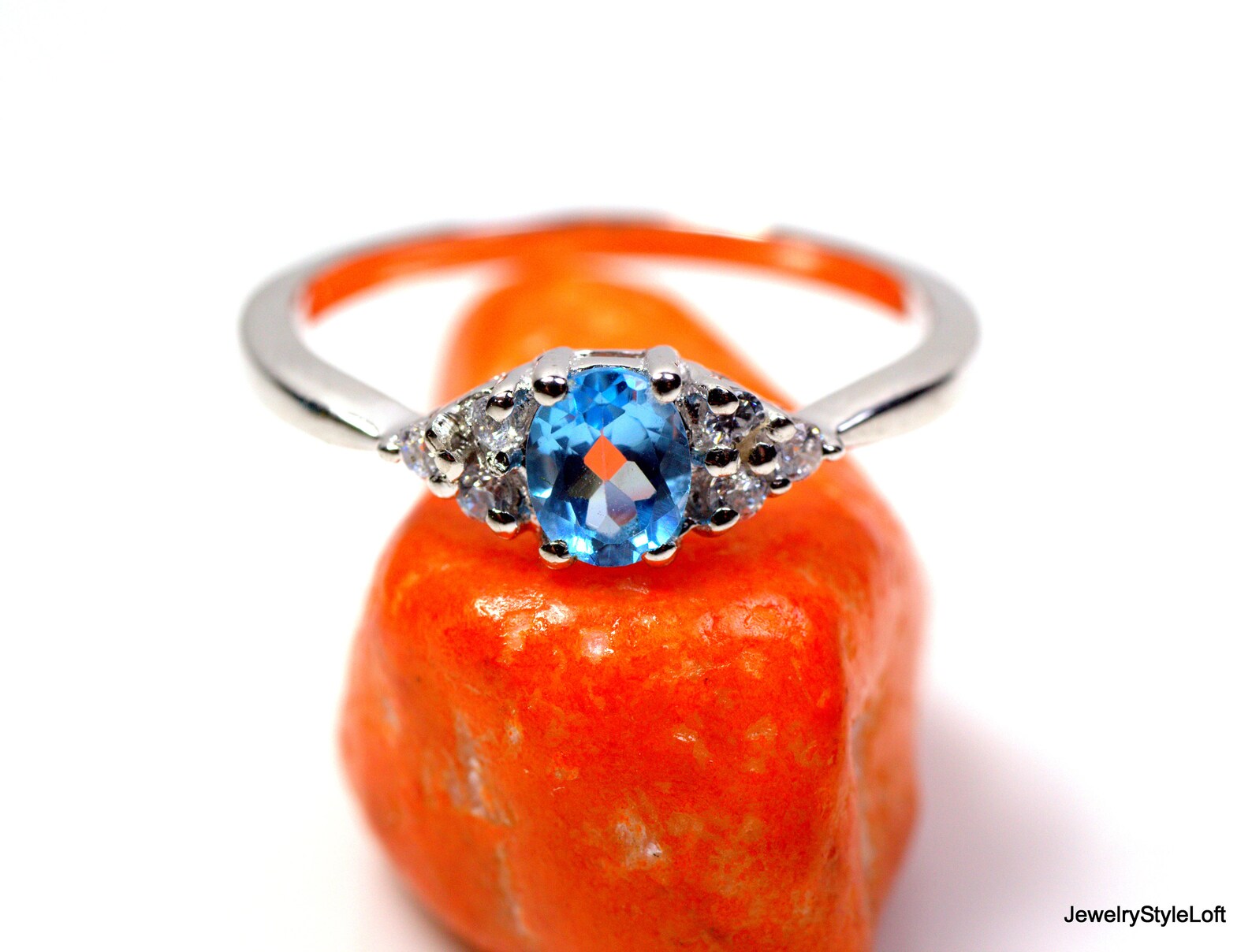 Natural Sky Blue Topaz Ring Anniversary Ring Swiss Blue | Etsy