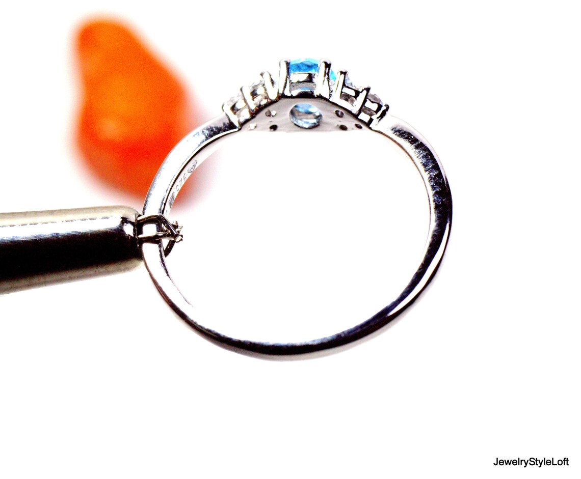 Natural Sky Blue Topaz Ring Anniversary Ring Swiss blue | Etsy