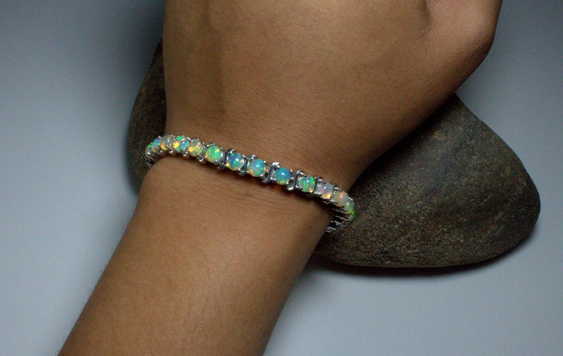 Pulsera de ópalo natural pulsera de gemas de ópalo AAA | Etsy