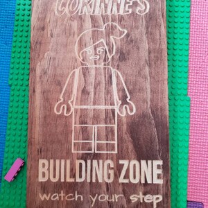 Personalizable- Building Zone Watch Your Step, Wooden Sign, Engraved ...