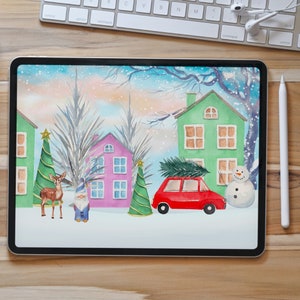 CHRISTMAS iPad Wallpaper, Christmas iPad Background, Watercolor ...