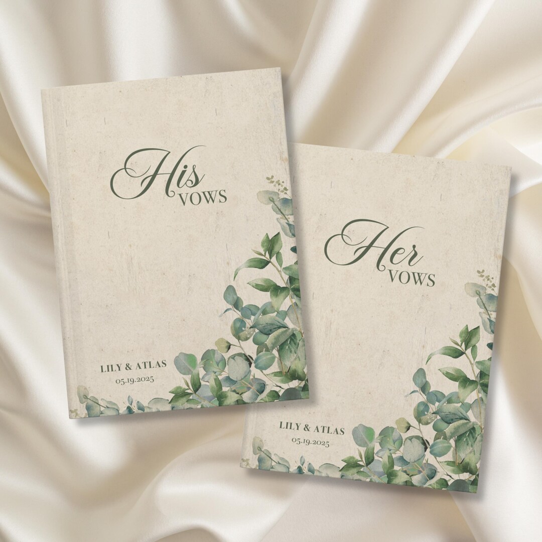 Sage Green EUCALYPTUS VOW BOOKS Custom His and Her Vow Books Set of 2 ...