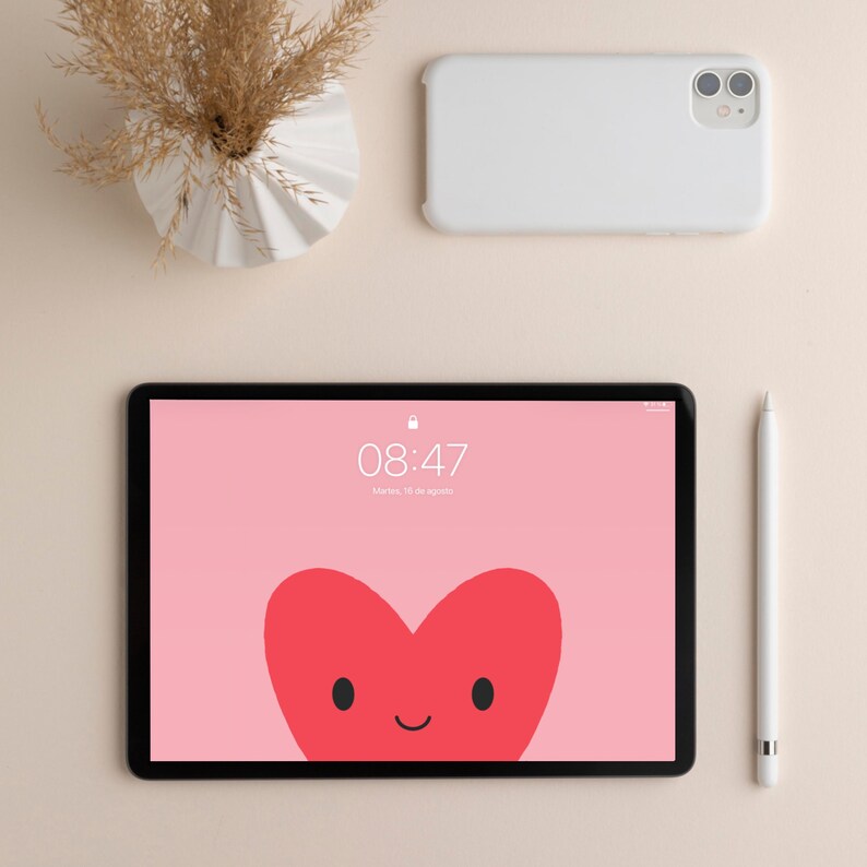 Cute Ipad Wallpaper Cute Heart Ipad Wallpaper Pink Ipad - Etsy