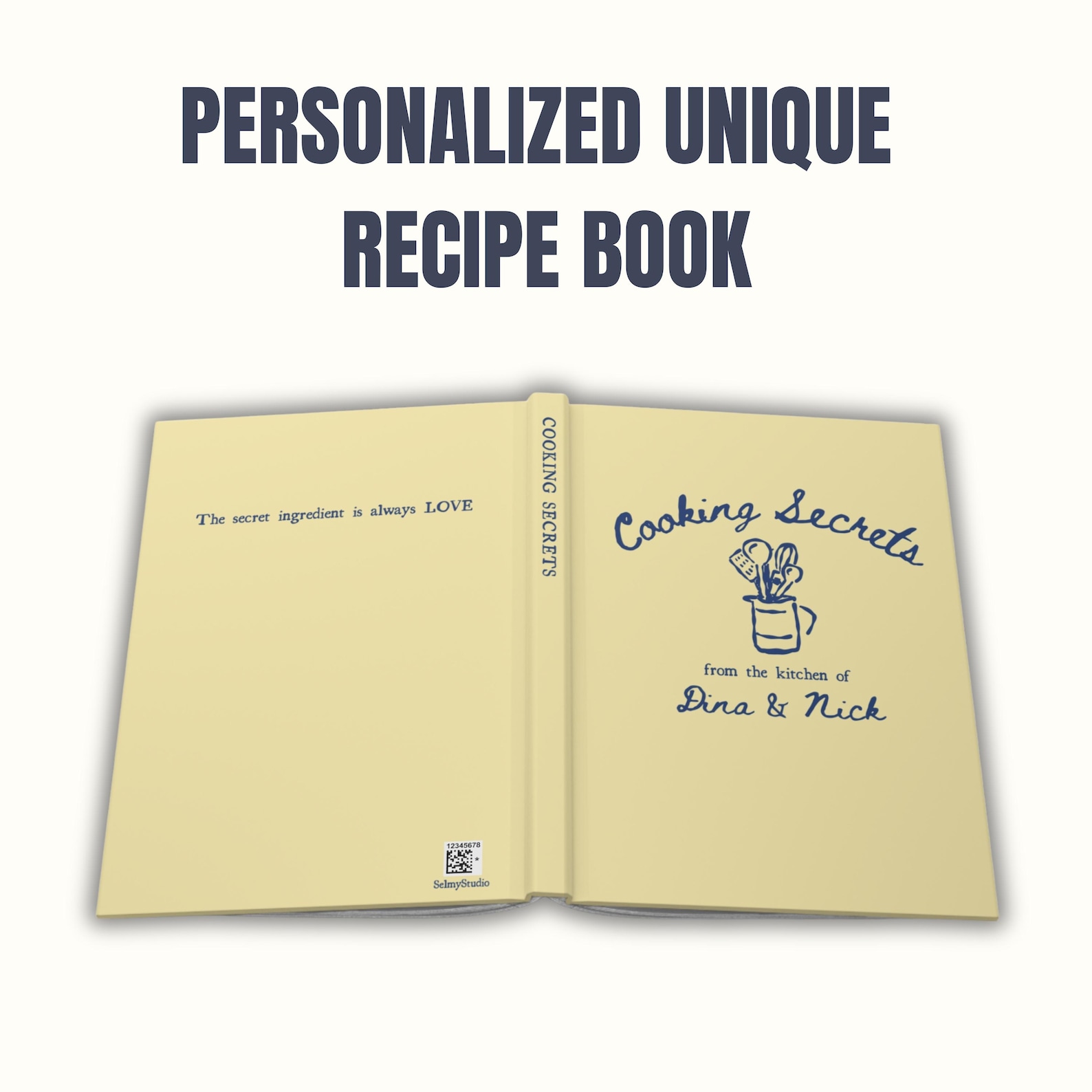 Engagement Gift Recipe Book Personalized Newlywed Gift Custom Cookbook ...