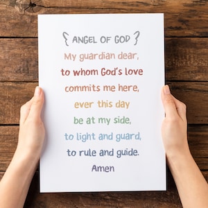 Guardian Angel Prayer, Catholic Nursery Decor, Kids Room Decor ...