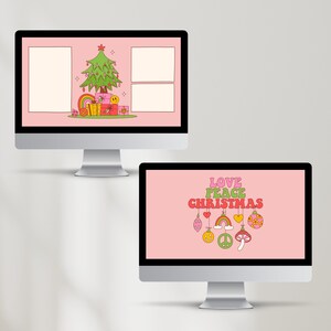 Pink Christmas Computer Desktop Background Wallpaper Organizer Set - Etsy