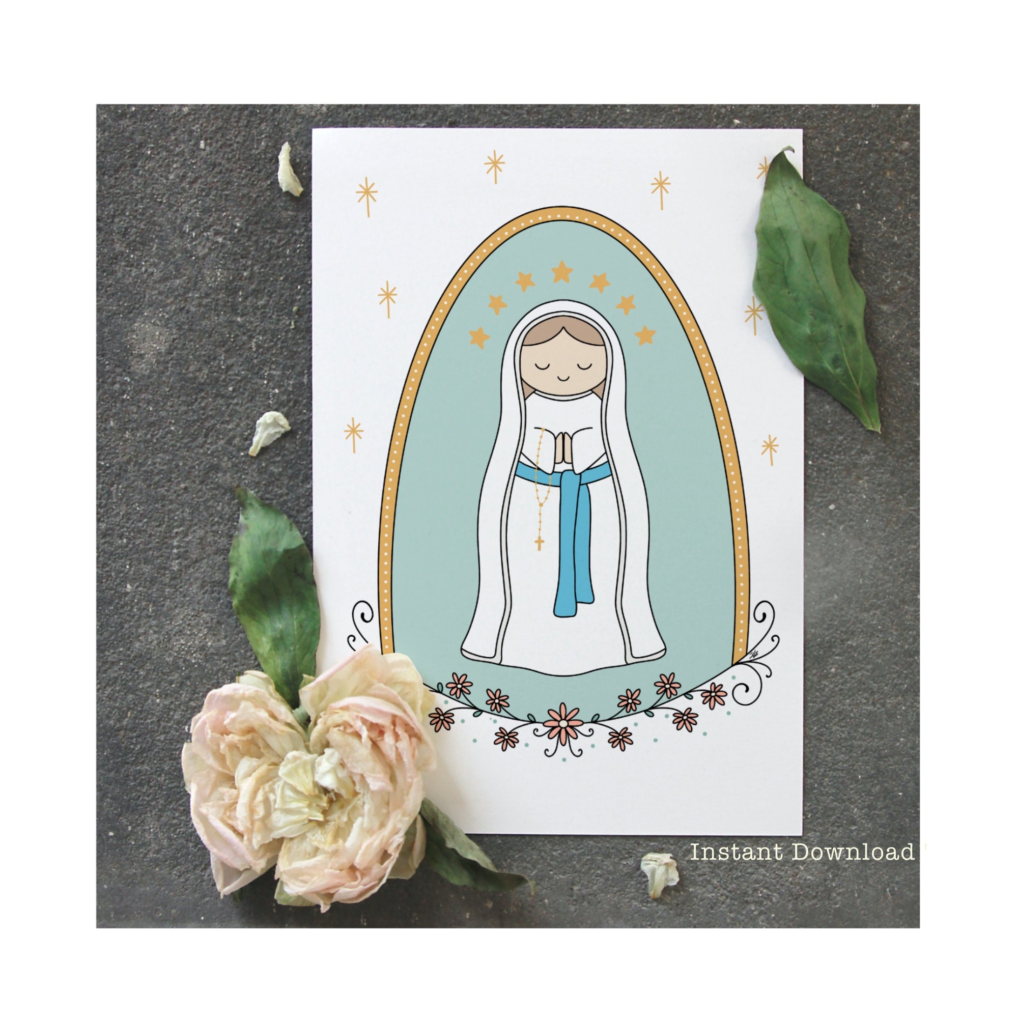 LOURDES Our Lady Saint Printable Catholic Print Catholic - Etsy