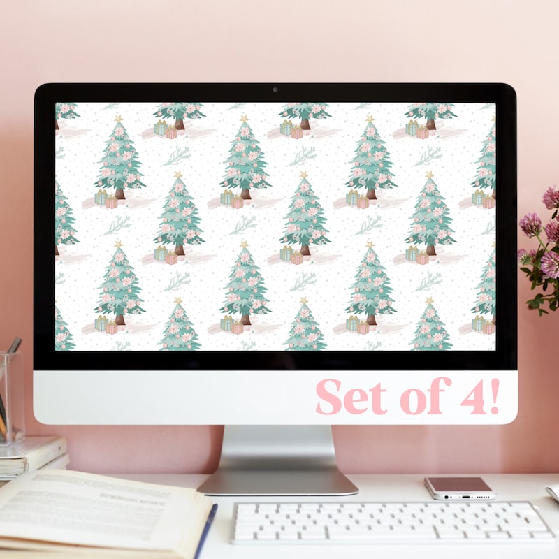 Pink Christmas Laptop Wallpaper - Etsy