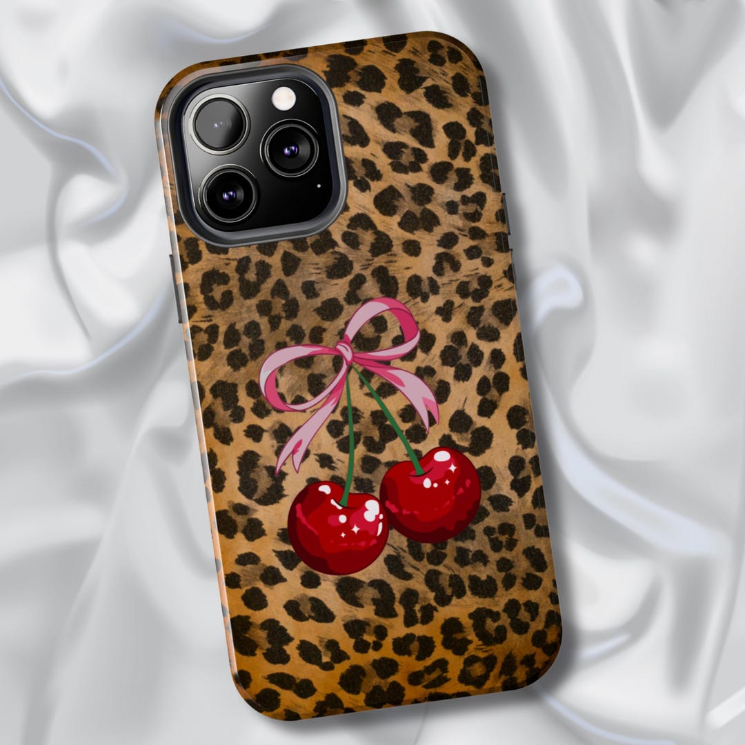 CHERRY Phone Case COQUETTE LEOPARD Print Phone Aesthetic Cheetah Cover ...