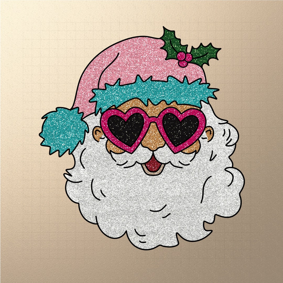 Glitter Santa PNG Pink Santa PNG Santa With Sunglasses Png Cute Santa ...