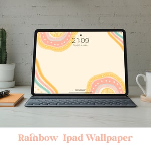 Neutral Beige Rainbow iPad Wallpaper, Rainbow iPad Wallpaper, Boho iPad ...