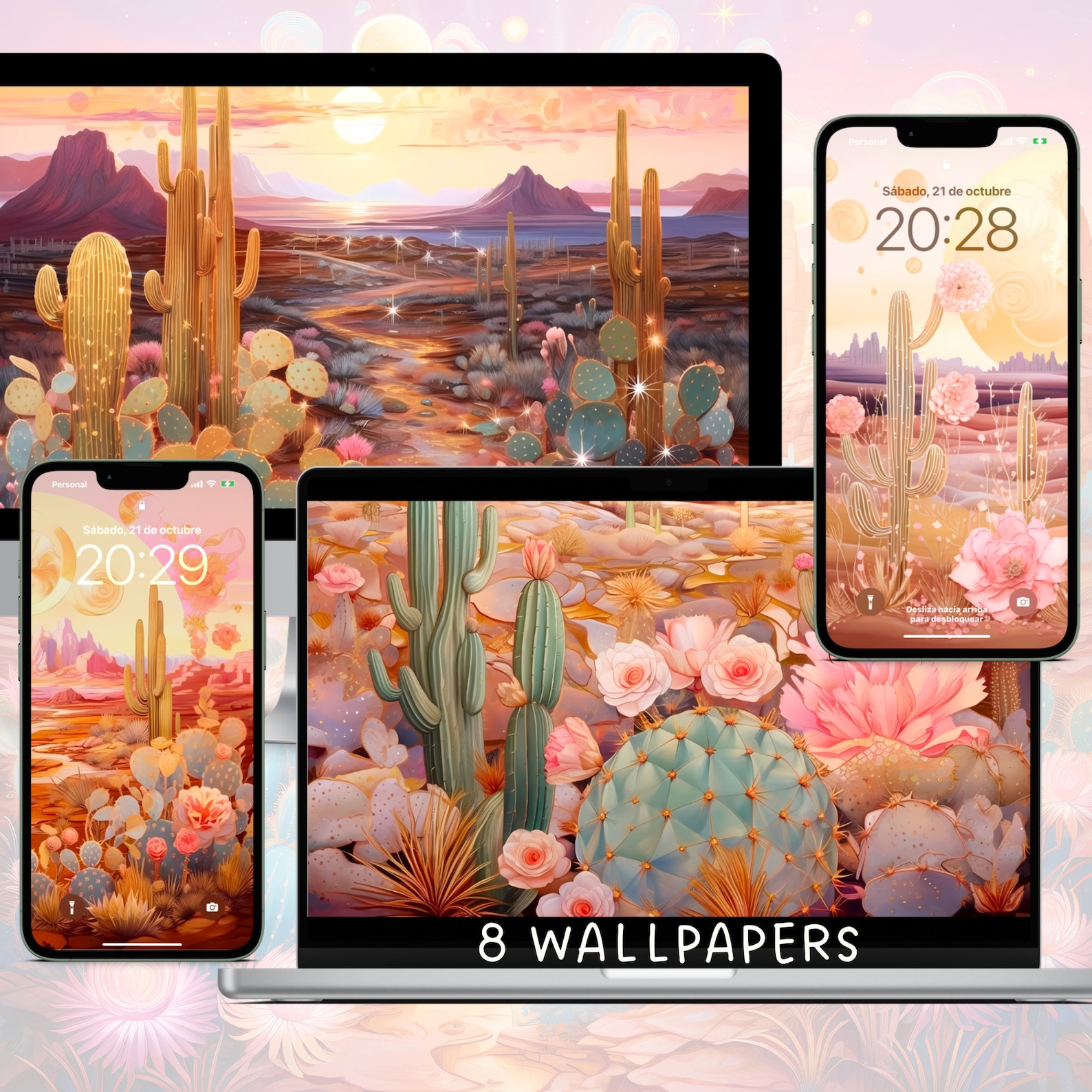 Cactus Desktop Wallpaper Botanical Wallpaper Aesthetic Cactus Lover ...