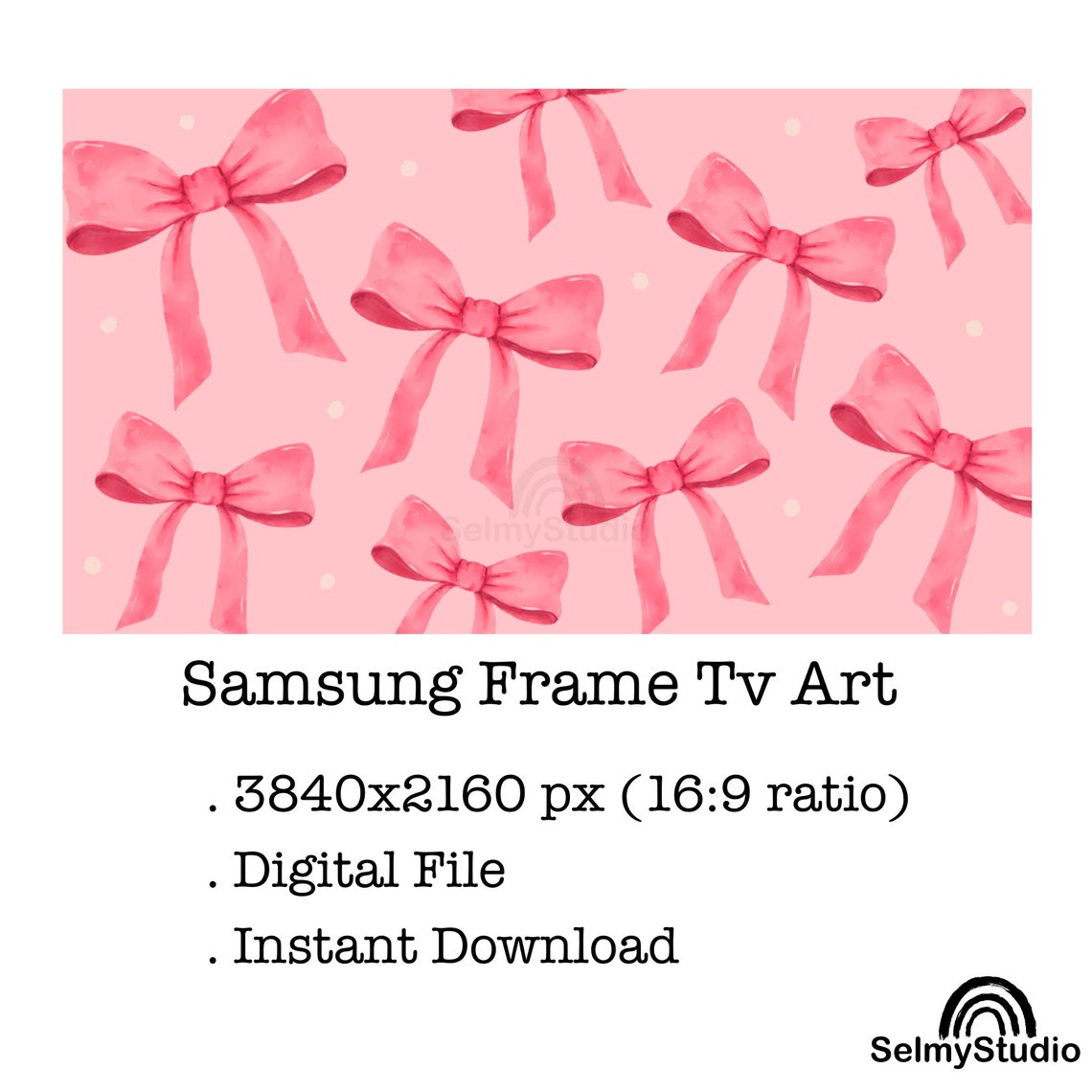 FRAME TV ART, Pink Bows Digital Download, Coquette Decor Frame Tv Art ...