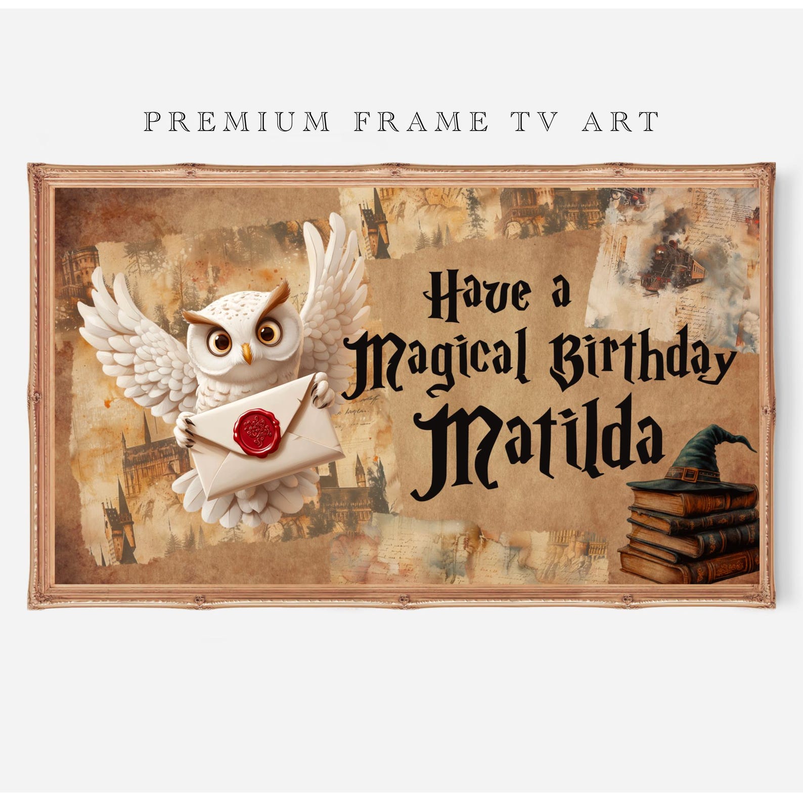 FRAME TV FRAMES Wizard Birthday Frame Tv Art Personalized Magic School ...