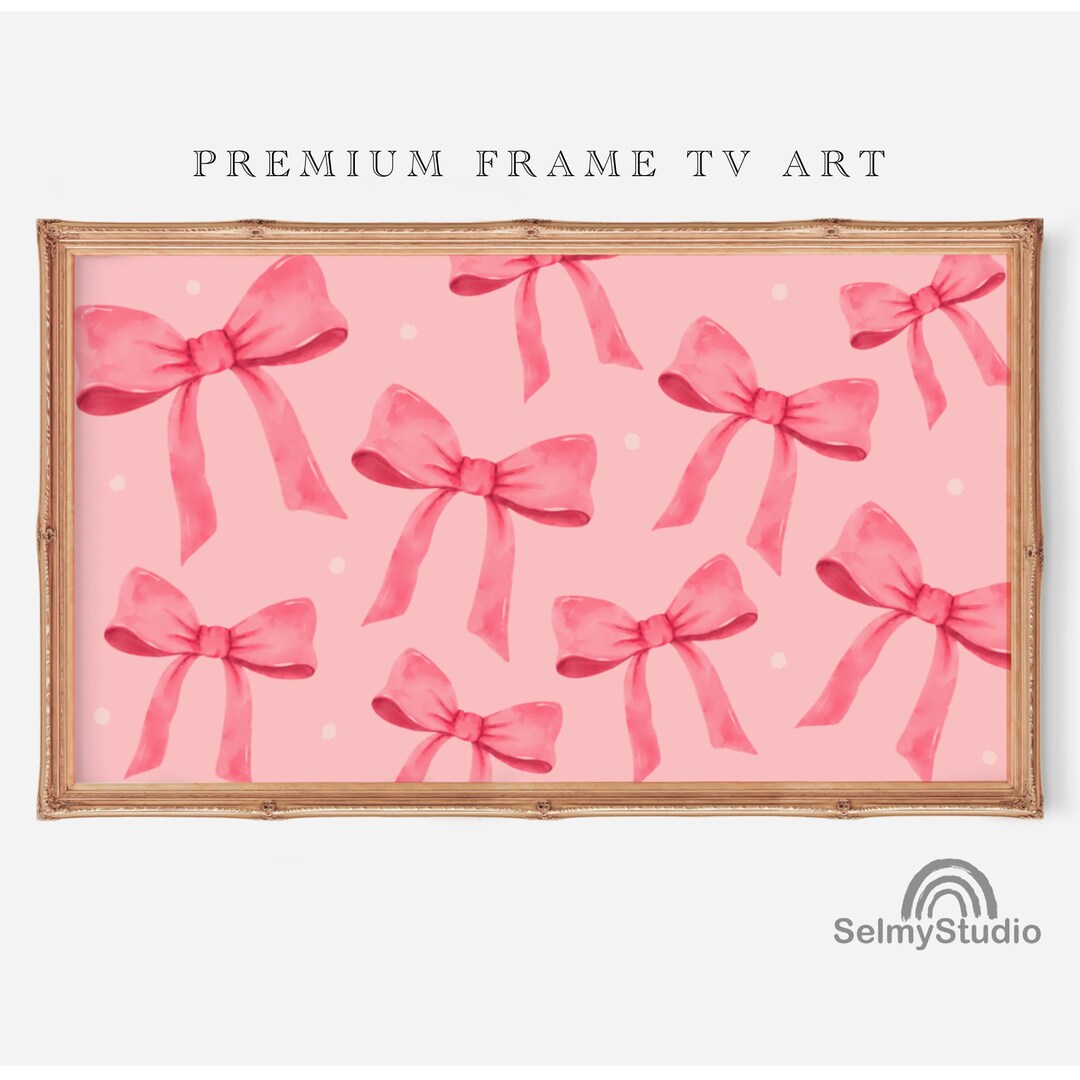 FRAME TV ART, Pink Bows Digital Download, Coquette Decor Frame Tv Art ...