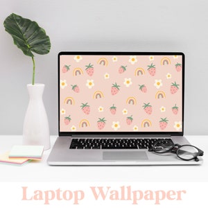 Strawberry Desktop Wallpaper, Pink Wallpaper, Desktop Pastel Wallpaper ...