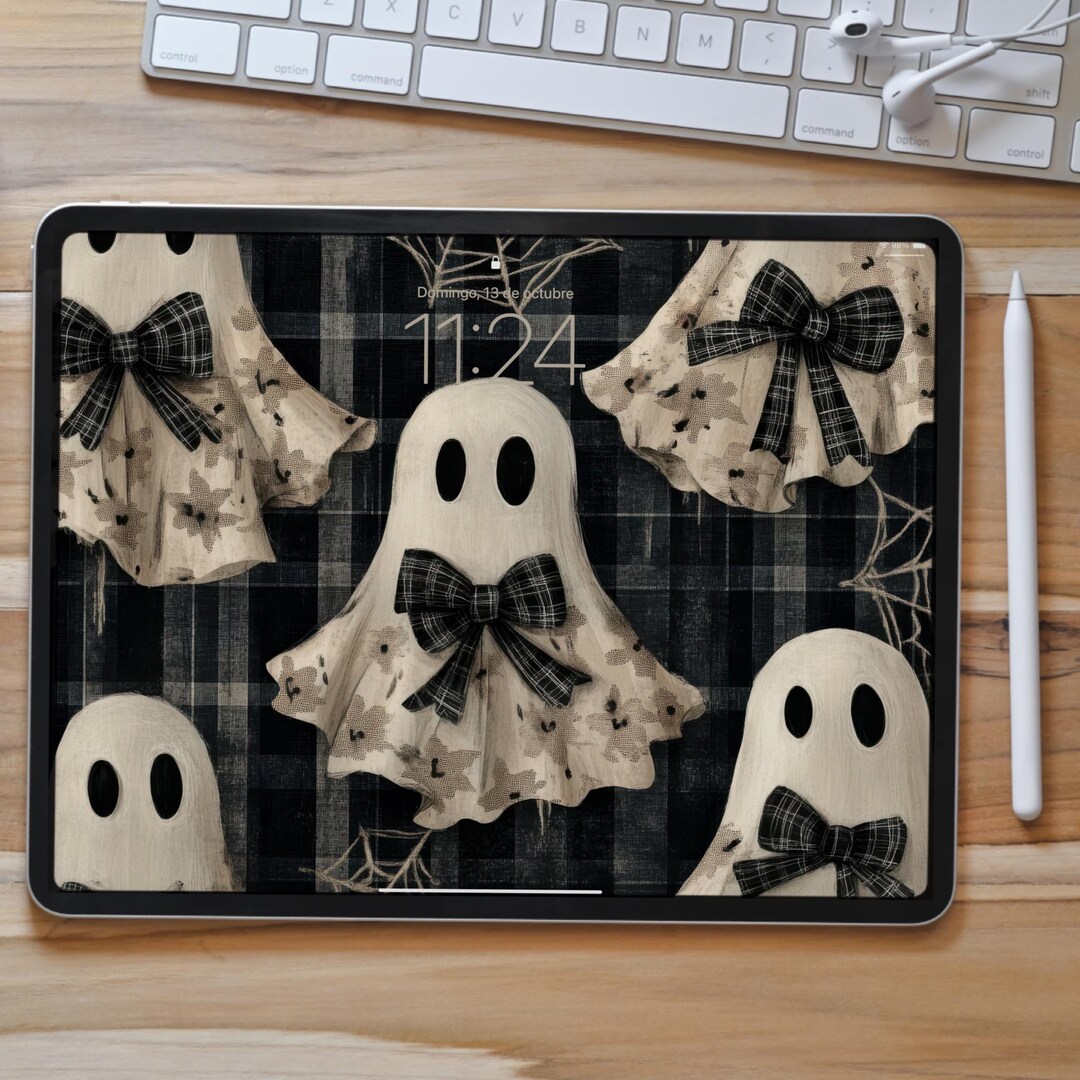 Halloween iPad Wallpaper, Coquette Ghost Wallpaper Ipad, Ghost Tablet ...