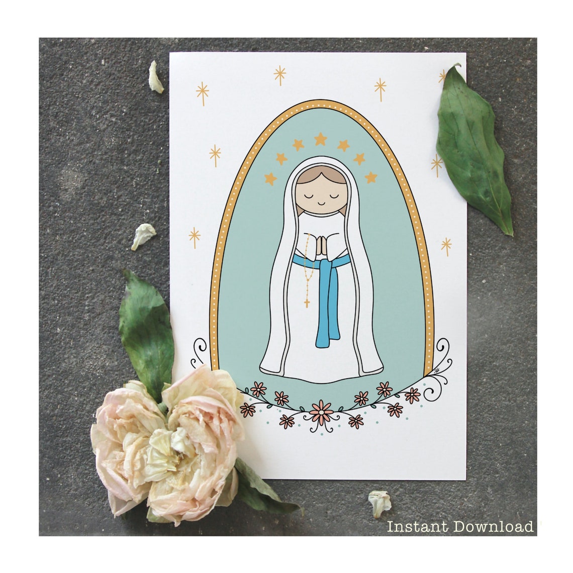 LOURDES Our Lady Saint Printable Catholic Print Catholic - Etsy