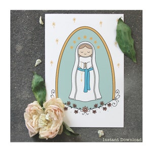 LOURDES, Our Lady, Saint Printable, Catholic Print, Catholic Gift for ...