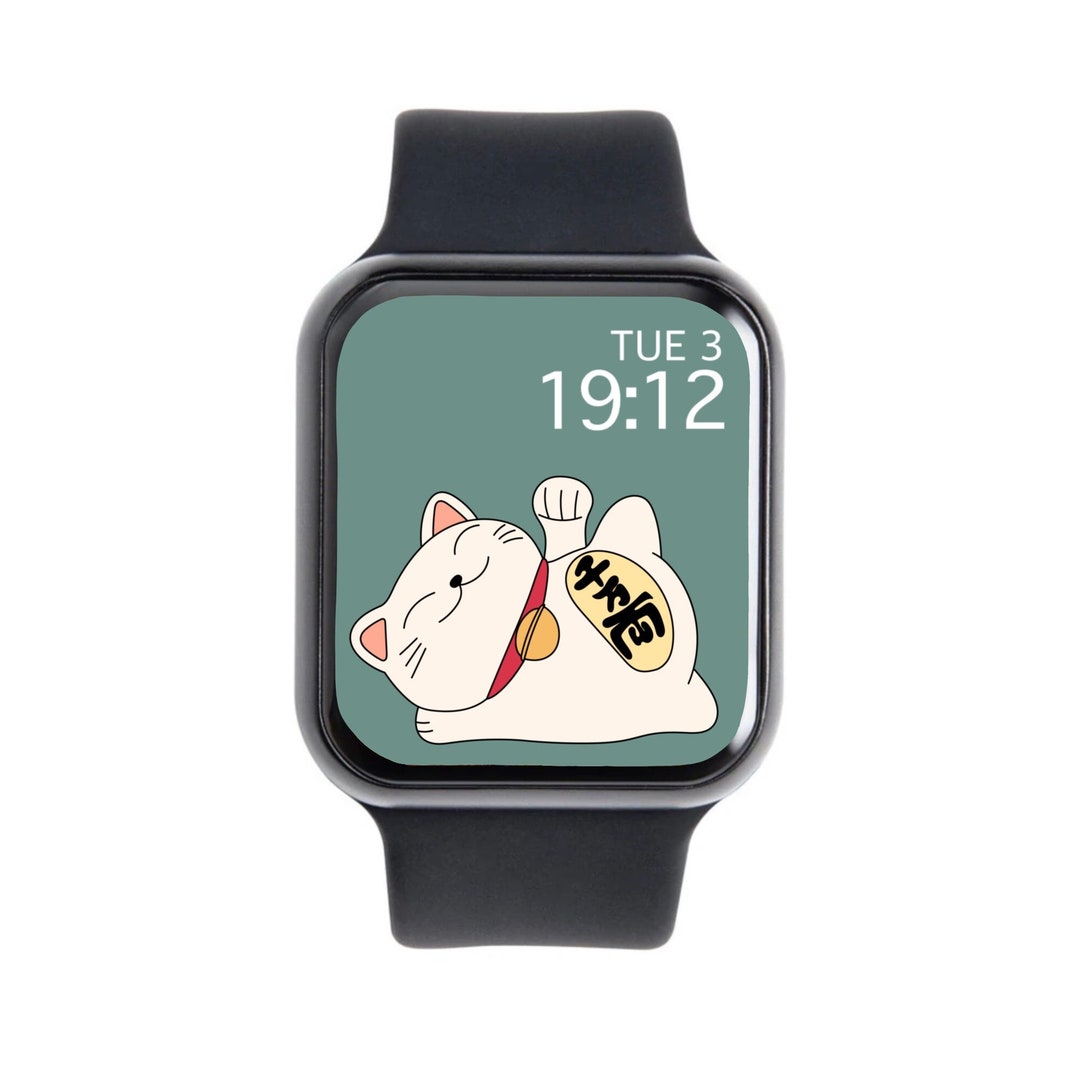 Lucky CAT Apple Watch Face Wallpaper DIGITAL DOWNLOAD Apple Watch Cat ...